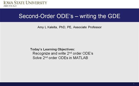 Second order ODE's - intro