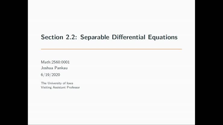 Section 2.2 - Separable Differential Equations