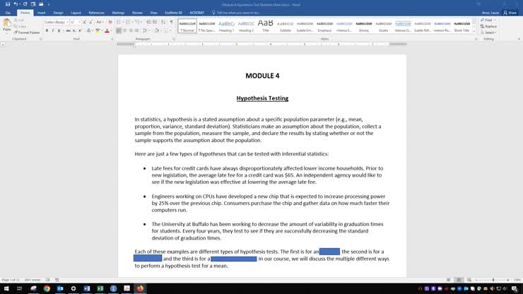 Module 4: Introduction to Hypothesis Tests