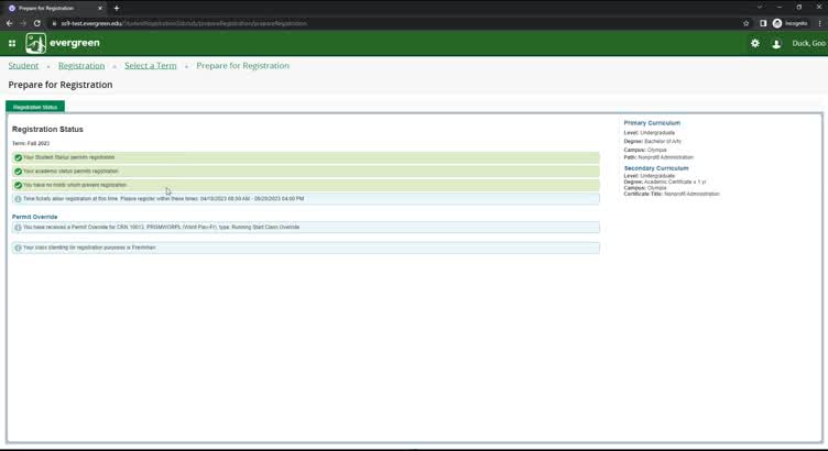 Prepare for Registration