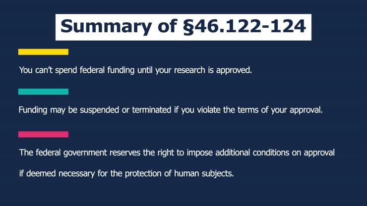 45 CFR 46.122-124: Use of Federal Funds, Early Termination of Funds ...