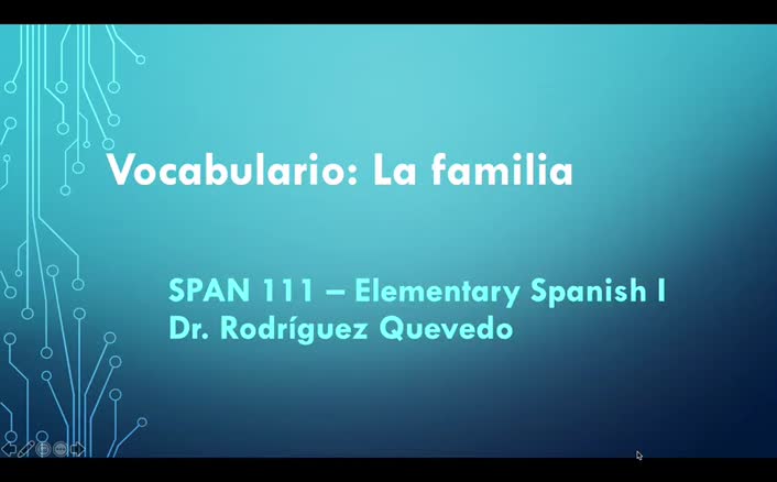 SPAN 111: Vocabulario - la familia