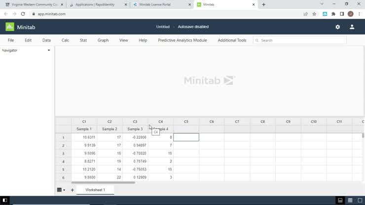 Basic Statistics in Minitab