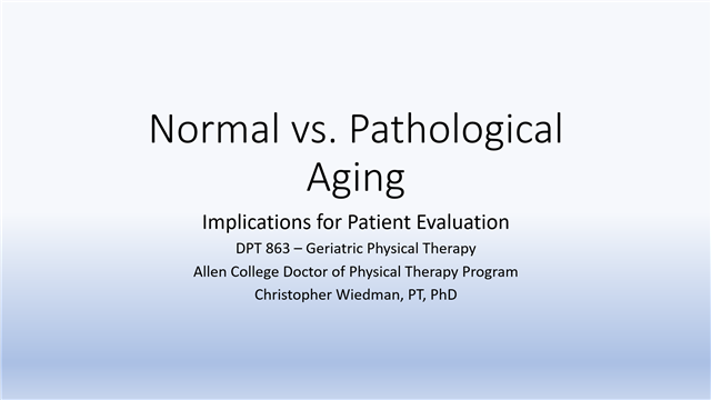 Normal vs Pathological Ageing