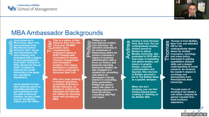 UB MBA Webinars: Meet the Ambassadors