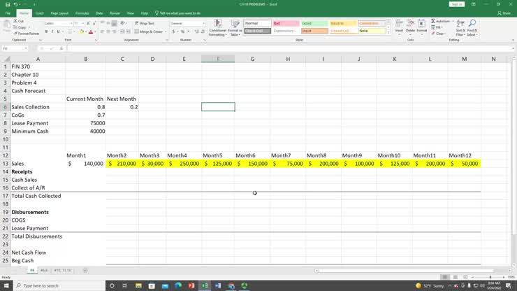 Excel assignment 2 examples using Ch 10 problems