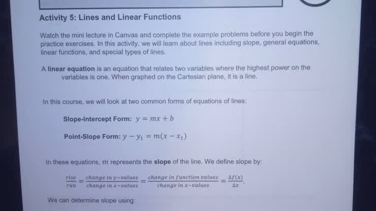 Lines and Linear Functions