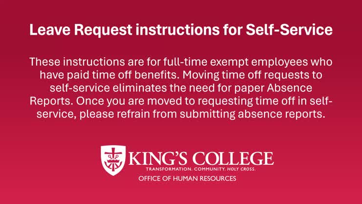 Leave Request instructions for Self-Service