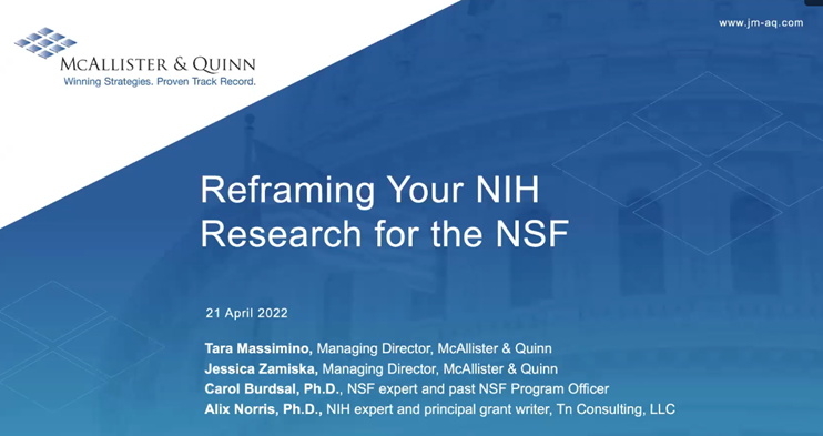 NSF for NIH Investigators : Session 1 Introducing Differences Between ...