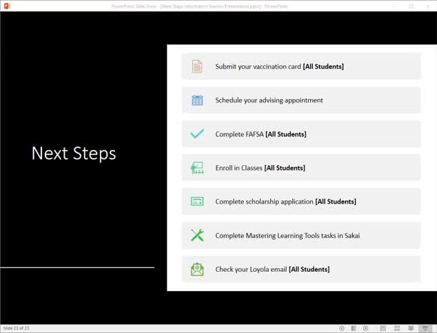 Overview of Next Steps