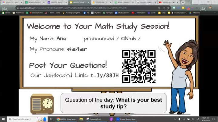 MAT092 Study Session w/Ana