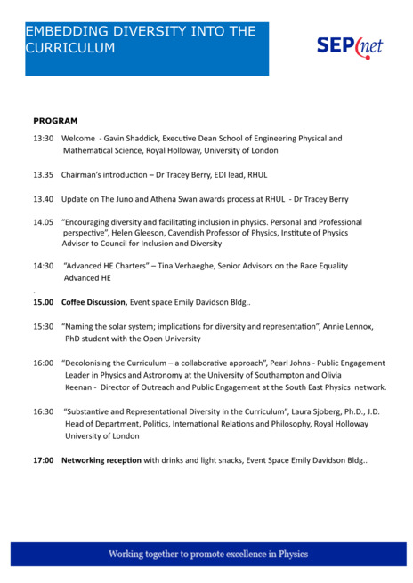 SEPNET Annual Diversity Workshop