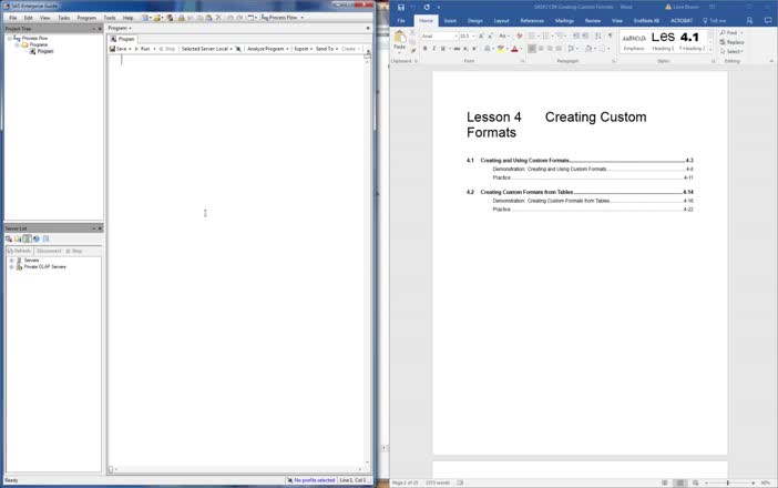 Video 54: SASP2 Chapter 4: Creating Custom Formats