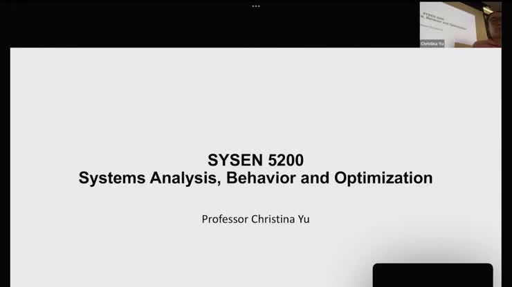 SYSEN 5200 Introduction - Christina Lee Yu