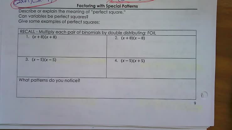 Factoring with special patterns