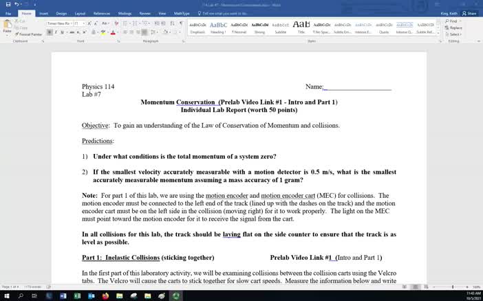 Physics 114 Lab 7 - Intro and Part 1 prelab