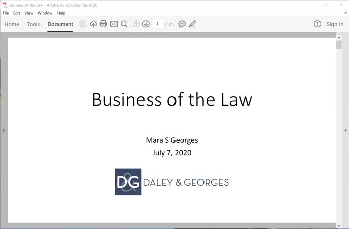 Professional Development Series: July 7, The Business of Law with Mara ...