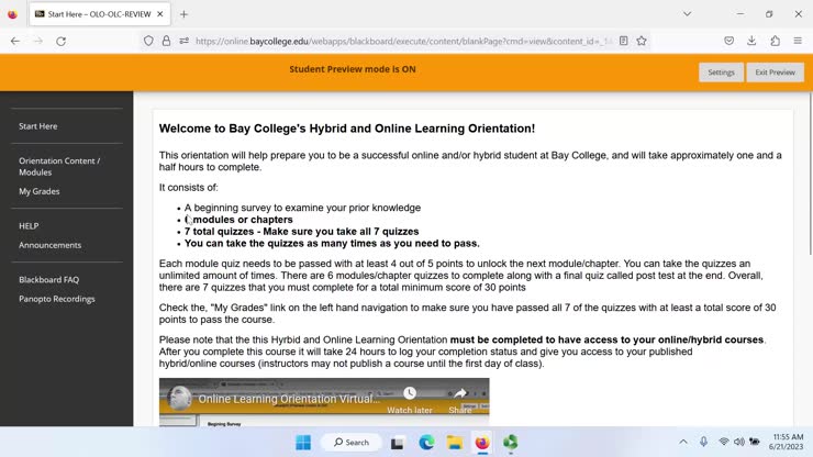 Online Learning Orientation Virtual Tour