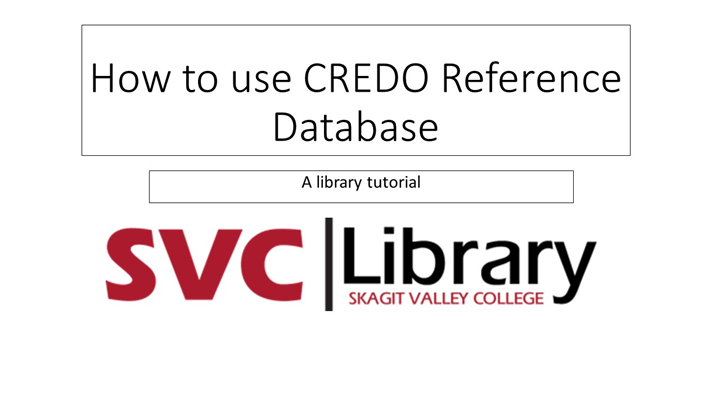 Using Credo Reference Database