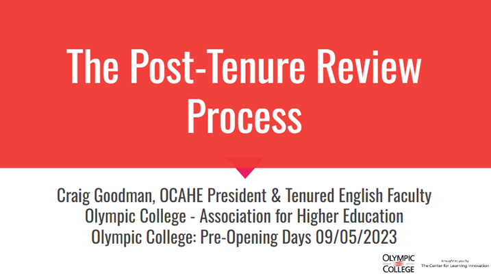 Day 1 - The Post-Tenure Review Process