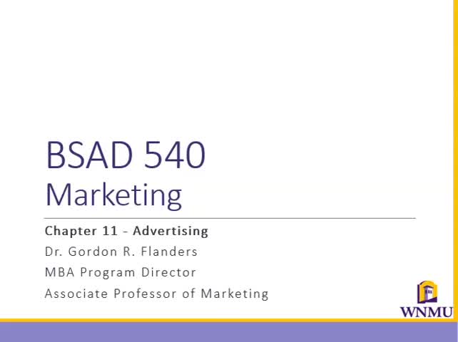 BSAD 540 - Module 11 Lecture - Advertising