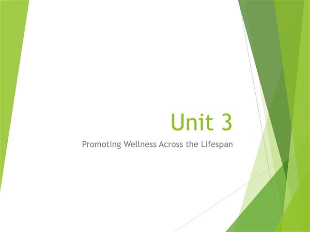 3 - Unit Three Promoting Wellness Across the Lifespan