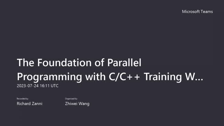 Foundations of Parallel Programming with C_C++ Training Workshop - 24 Jul 2023