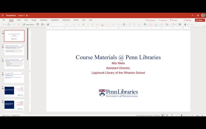Course Materials @ Penn Libraries demo for Wharton faculty