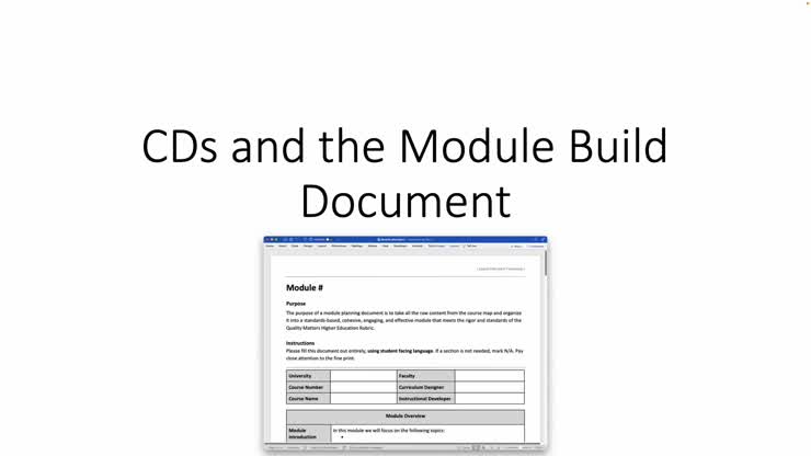 CDs and Module Build Documents