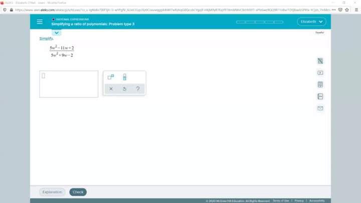 Simplifying a ratio of polynomials: Problem type 3