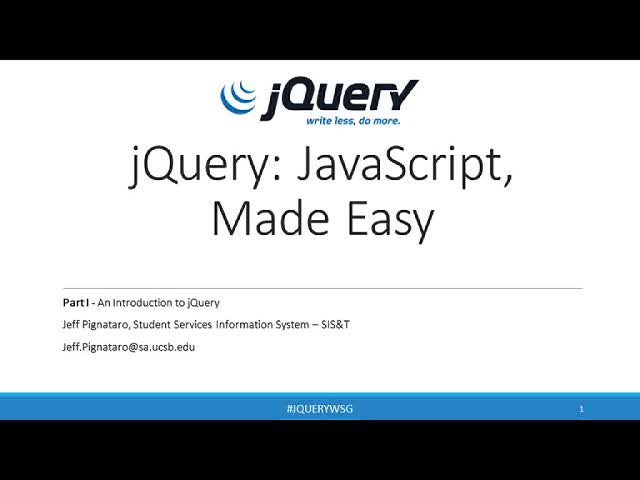 jQuery: JavaScript Made Easy - Part 1