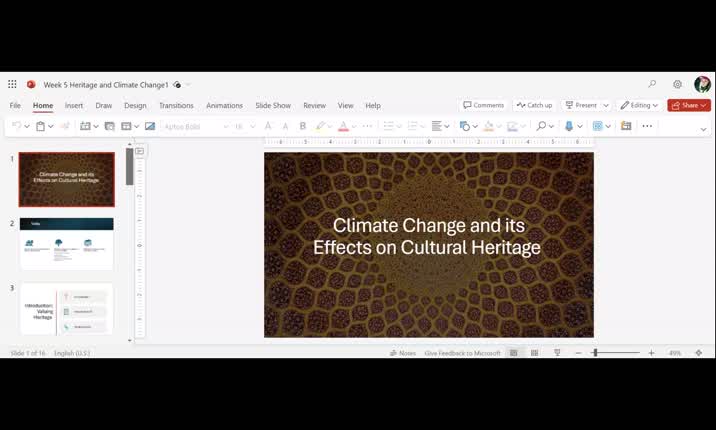Week 5 Climate change and cultural heritage