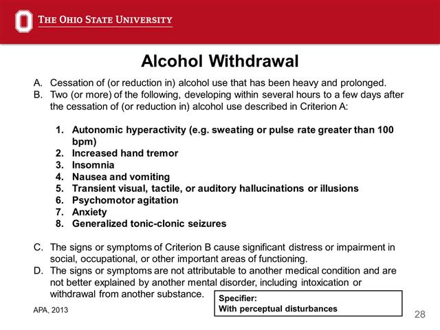 Part 2: Alcohol and sedative use disorders