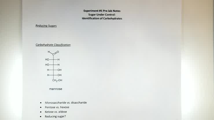 Carbohydrate Lab Pre-Lab