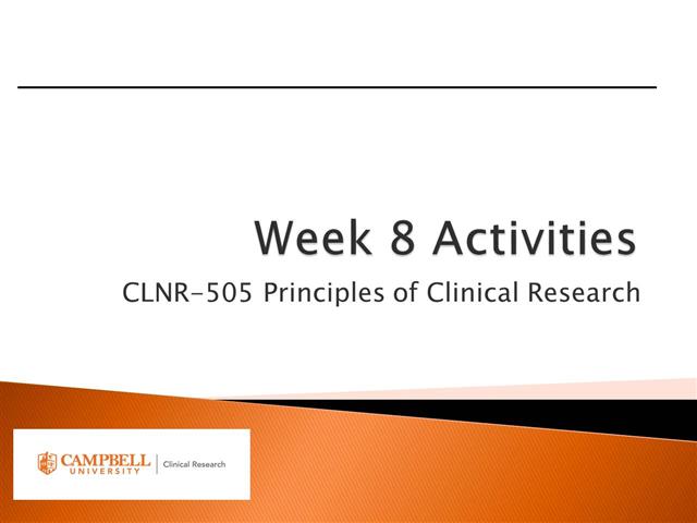 Week 8 Activities