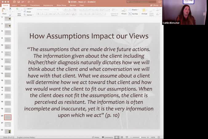 Instructor Video #11: How Assumptions impact our Views