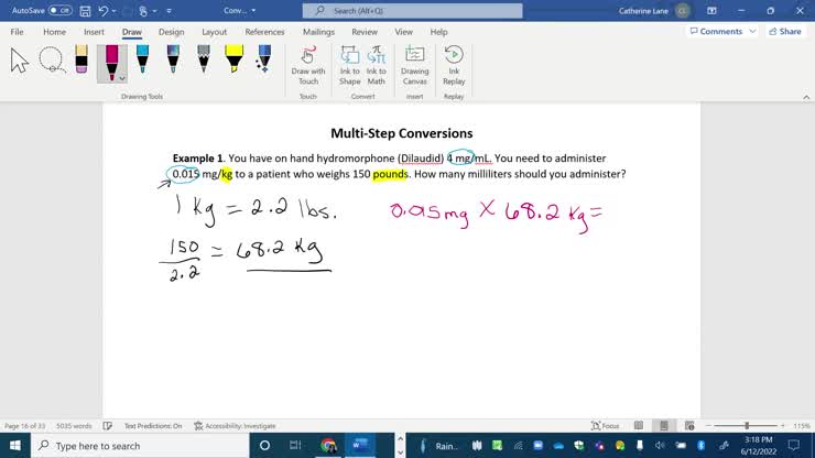 Multi-Step Conversions for Drug Dosages