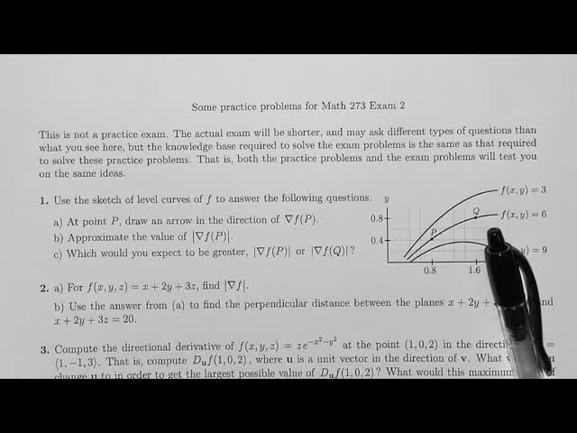 Math 273 Exam 2 Practice Problems