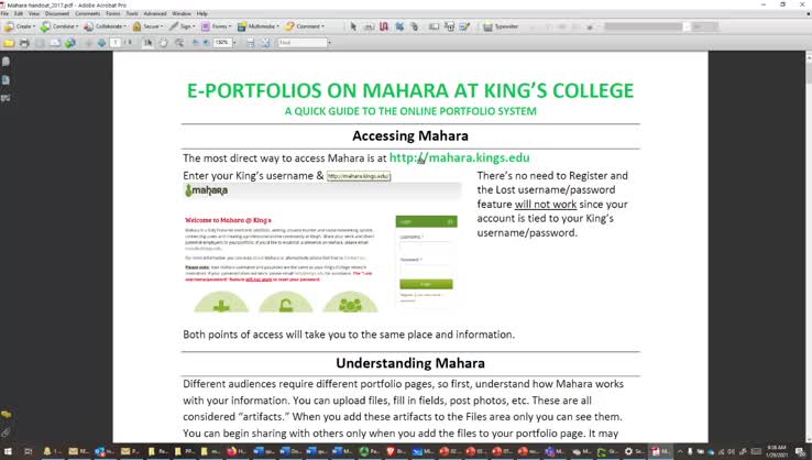 Using Mahara to develop an eportfolio