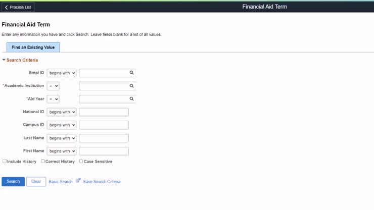 View a Financial Aid Term