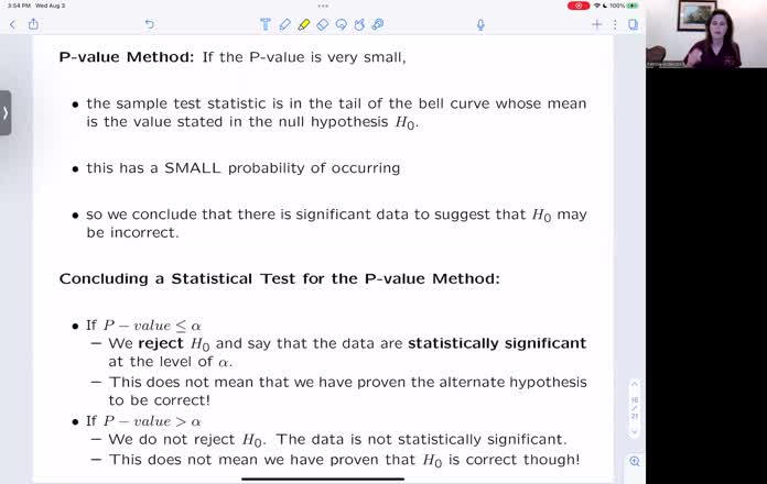 06 Concluding an Hypothesis Test - P-Value Method