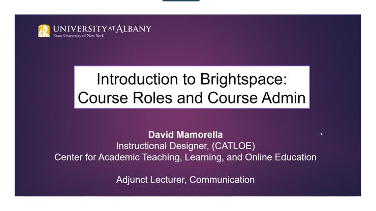 Introduction to Brightspace: Course Roles and Course Admin