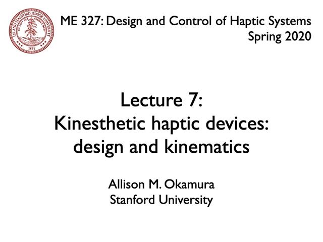 Lecture 7 - Kinesthetic Design