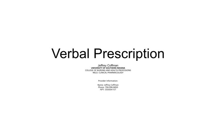 Verbal Prescription - Coffman