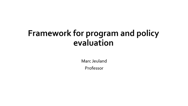 UCT Short Course: Program Evaluation Framework