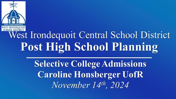 Post High School Planning Selective Admissions