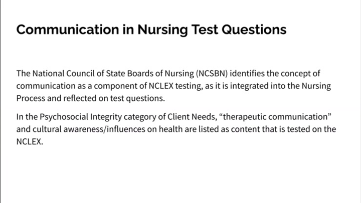 Communication on Nursing Test Questions