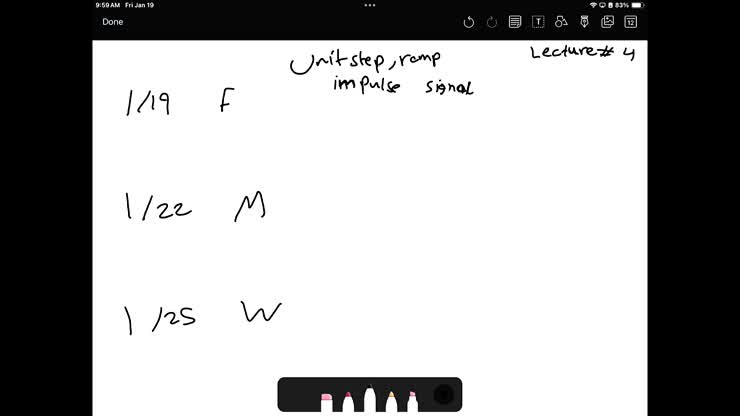 Lecture #04: Unit step, ramp, and impulse signals