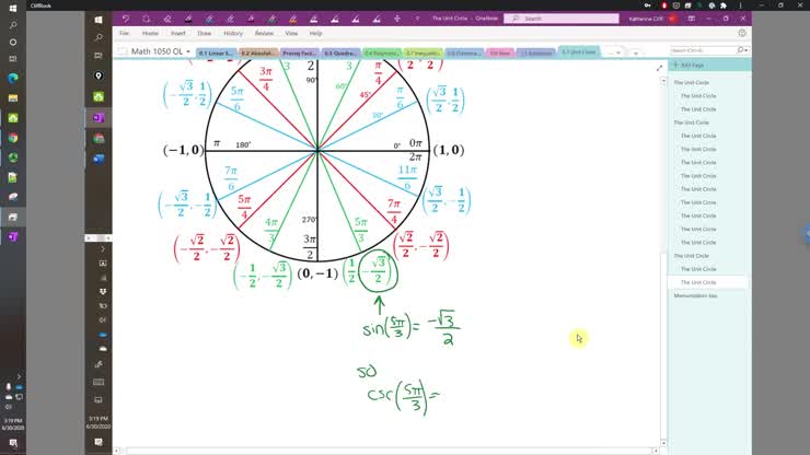 Using the Unit Circle to Evaluate the Other Trig Functions