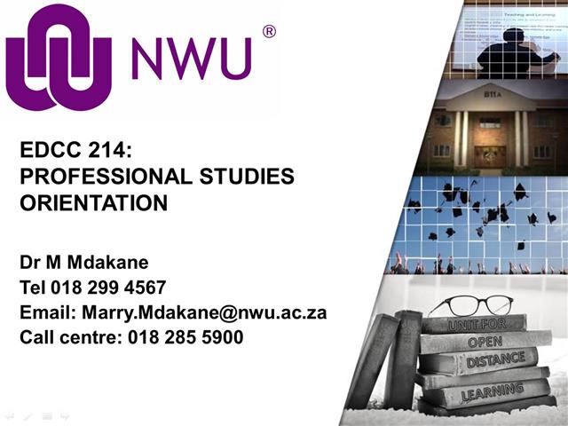EDCC 214- Dr M Mdakane- Orientation 2020
